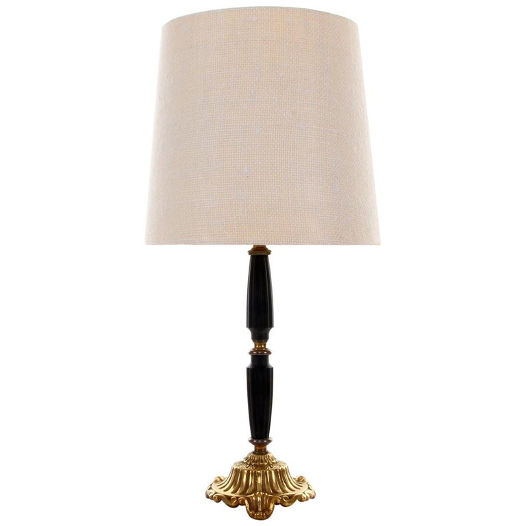 Black and Brass Table Lamp 1940s, Charming Art Nouveau Style Table ...