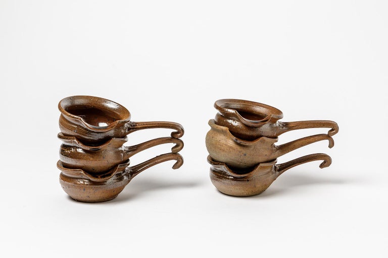 Black and Brown Design Set of 6 Ceramic Coffee Mugs or Bowls by Pierre ...