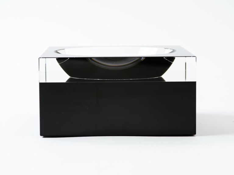 Black and Clear Glass Concave Square Vide Poche For Sale at 1stDibs