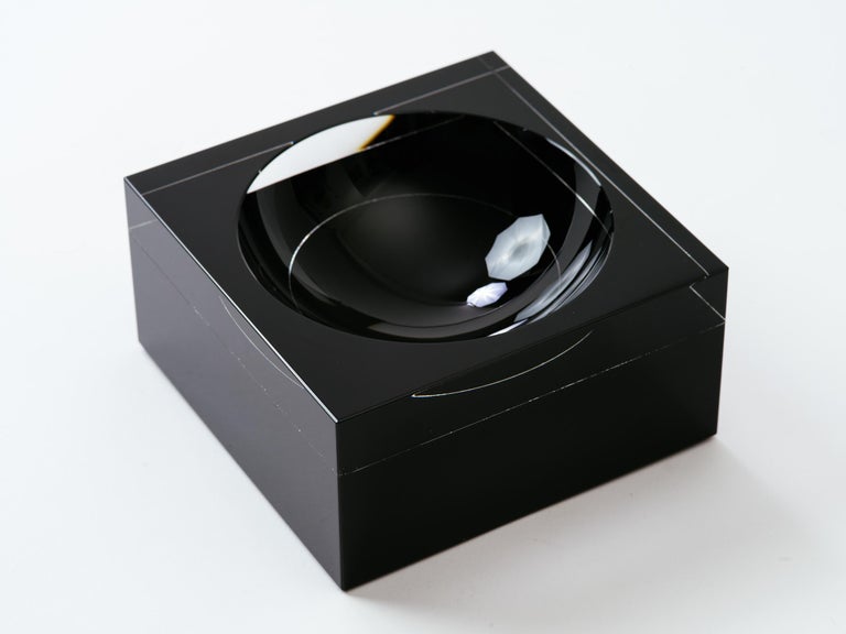 Black and Clear Glass Concave Square Vide Poche For Sale at 1stDibs