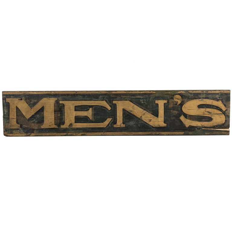 Black and Gold 19th Century Men's Department Store Sign For Sale at 1stDibs