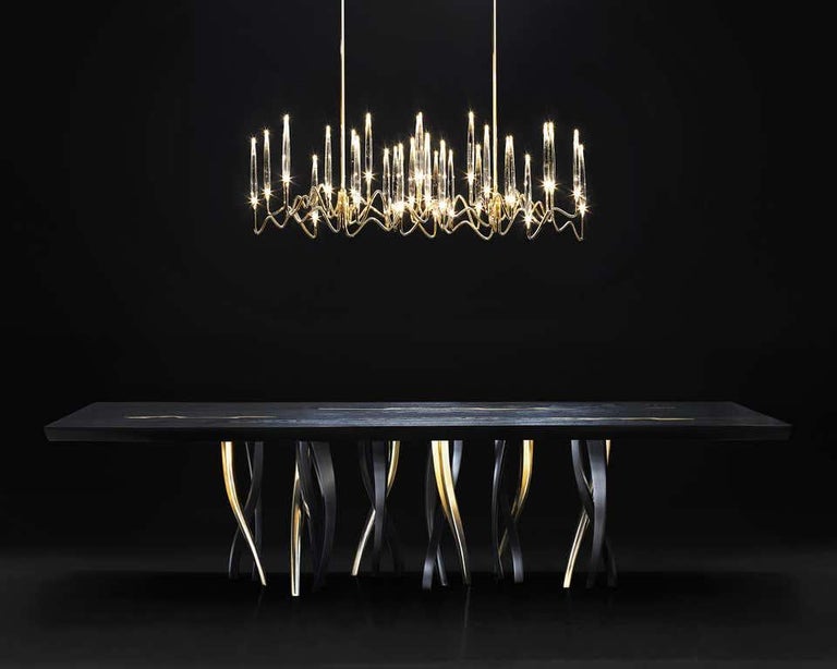 Black and Gold Ash wood Dining Table, Made in Italy For Sale at 1stDibs