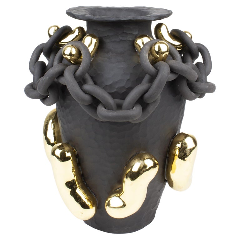 Black And Gold Ceramic Sculpture By French Artist Mathieu Frossard For ...