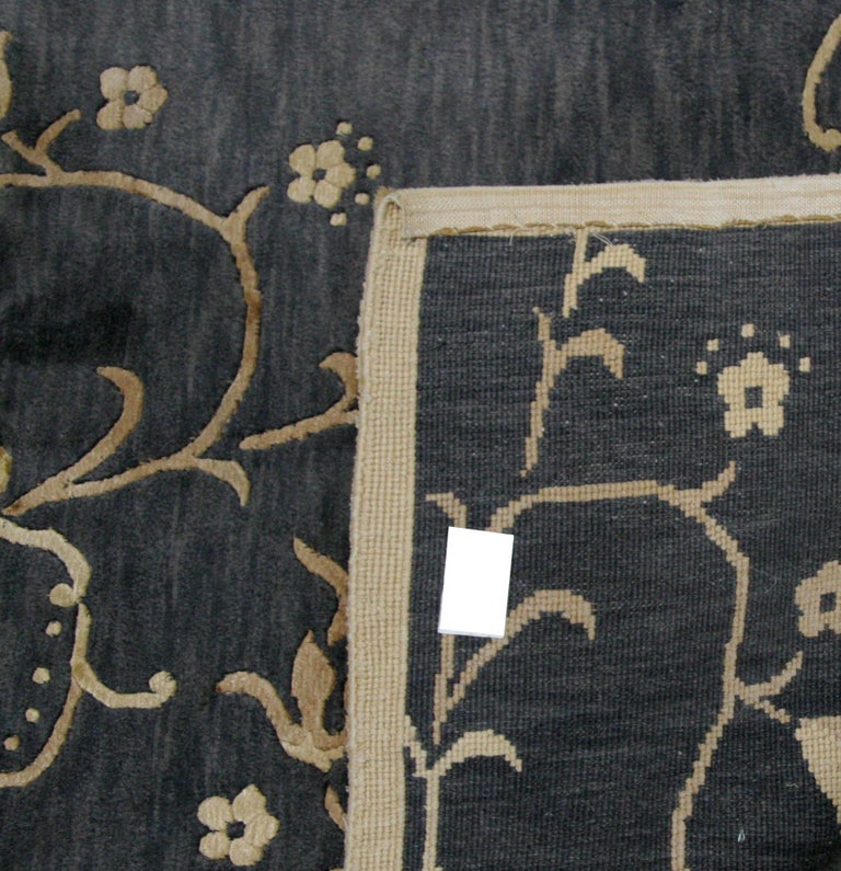 Black and Gold Floral Wool and Silk Area Rug For Sale at 1stDibs | wool ...