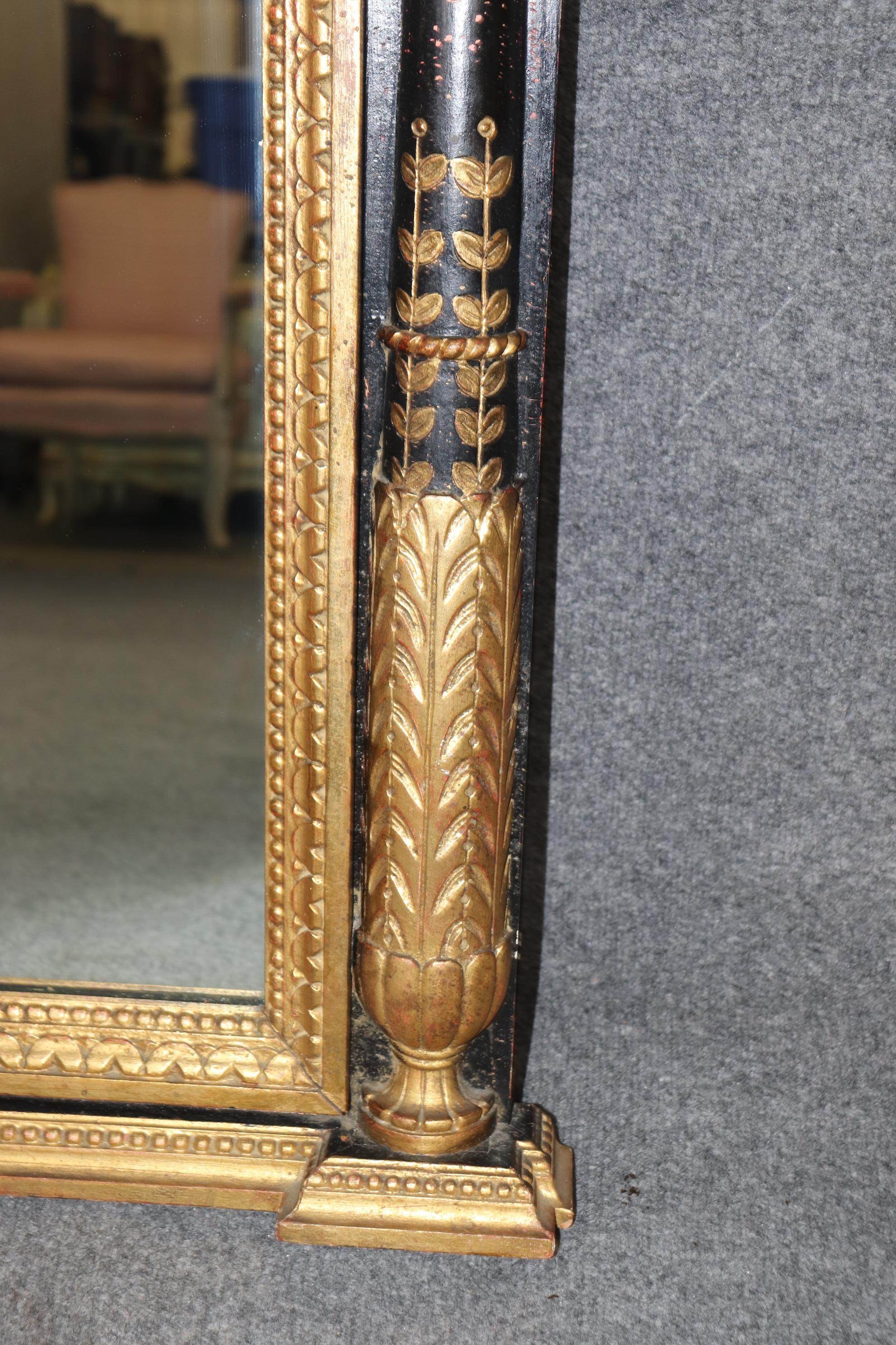 Black and Gold Large decorative Carved French Louis XVI Mirror For Sale ...