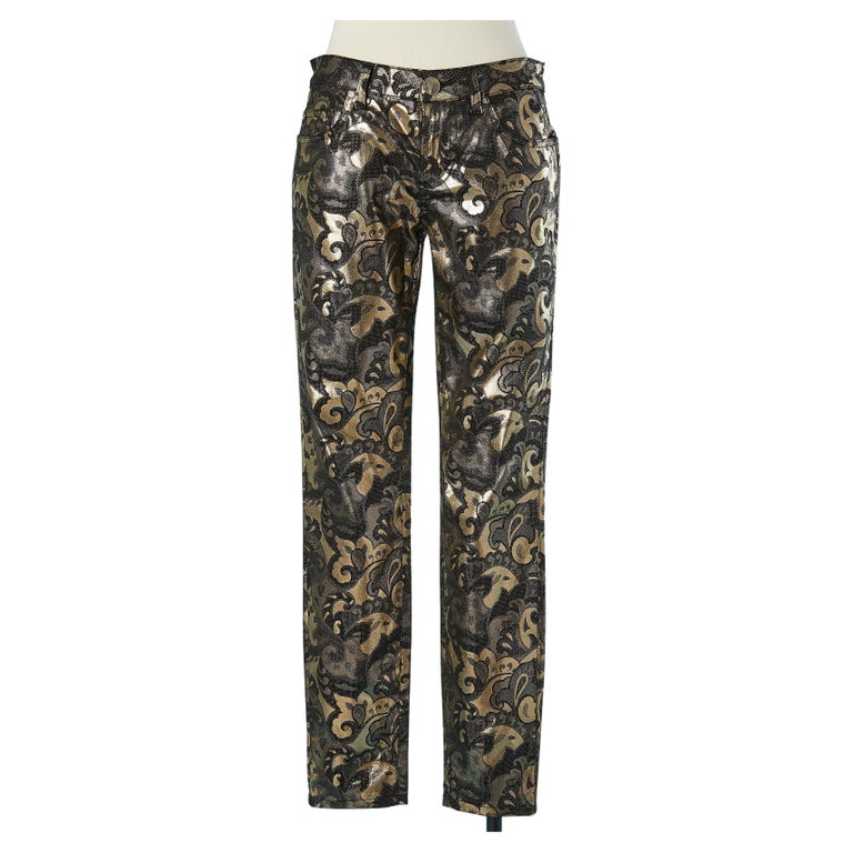 Black and gold lurex pattern pant Versace Collection For Sale at 1stDibs