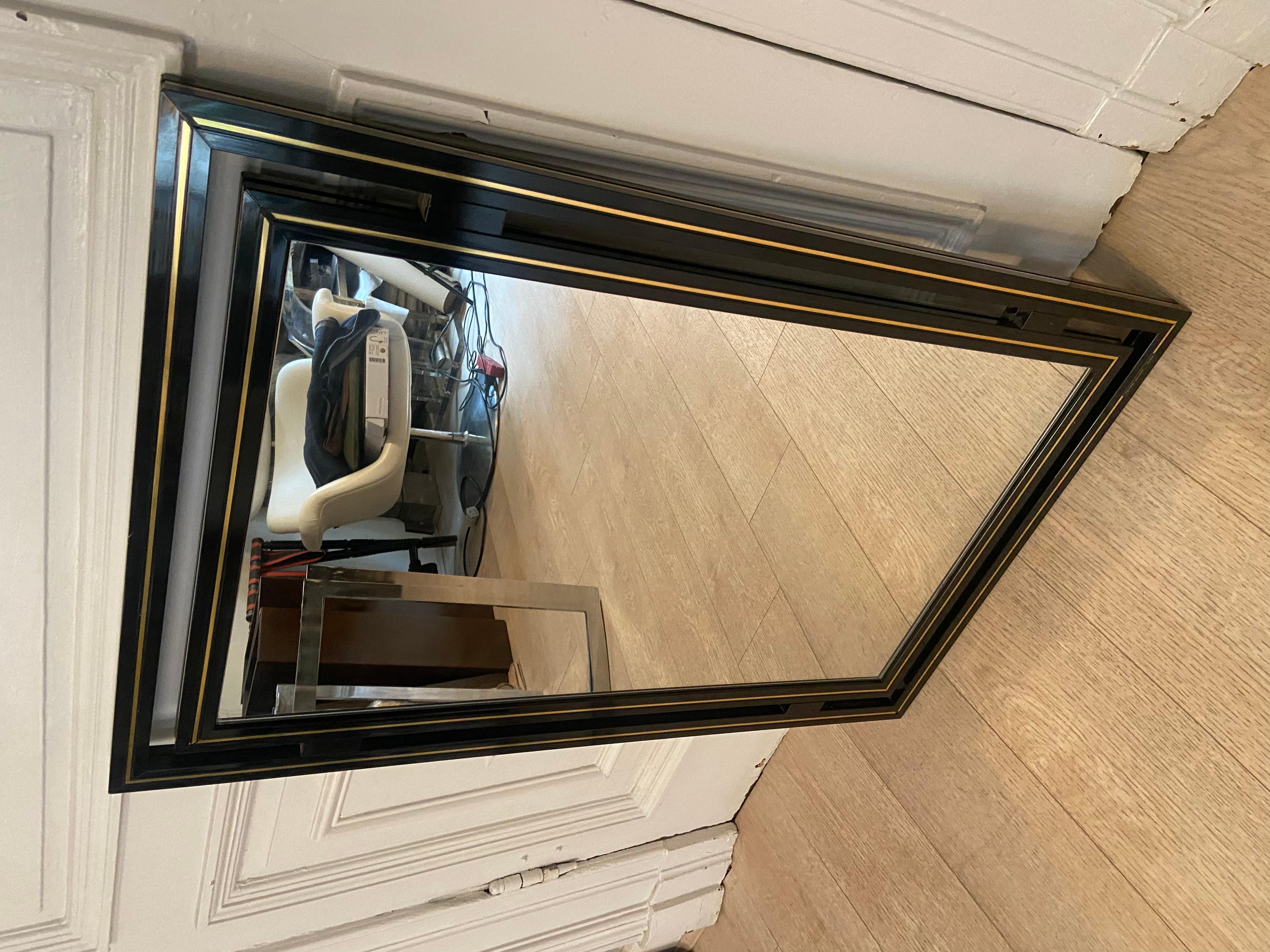 Black and gold Pierre Vandel mirror, 1970s For Sale at 1stDibs