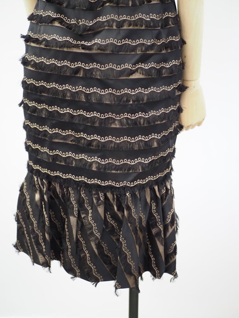 Black and gold top and skirt suit dress For Sale at 1stDibs