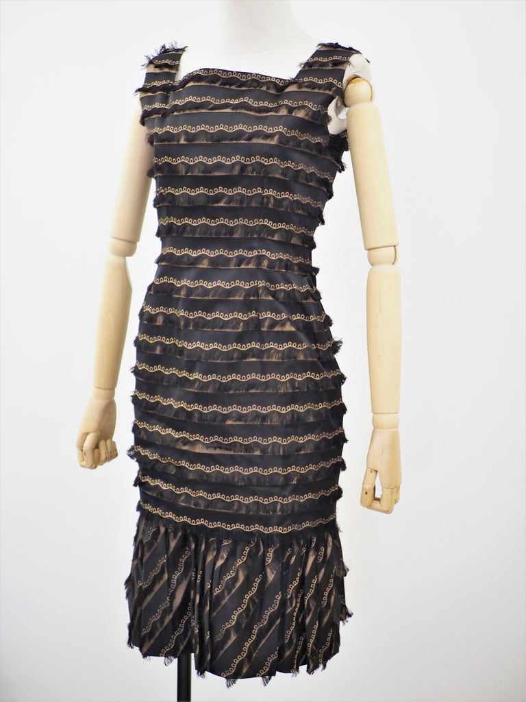 Black and gold top and skirt suit dress For Sale at 1stDibs