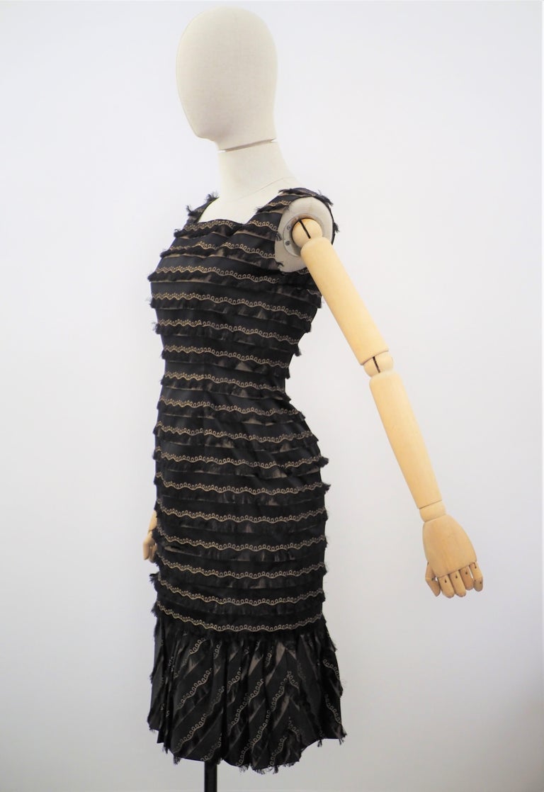 Black and gold top and skirt suit dress For Sale at 1stDibs