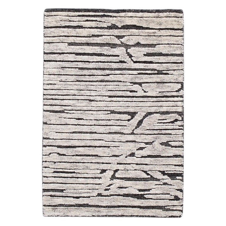 Black and Gray Textured Wool Custom Rug For Sale at 1stDibs