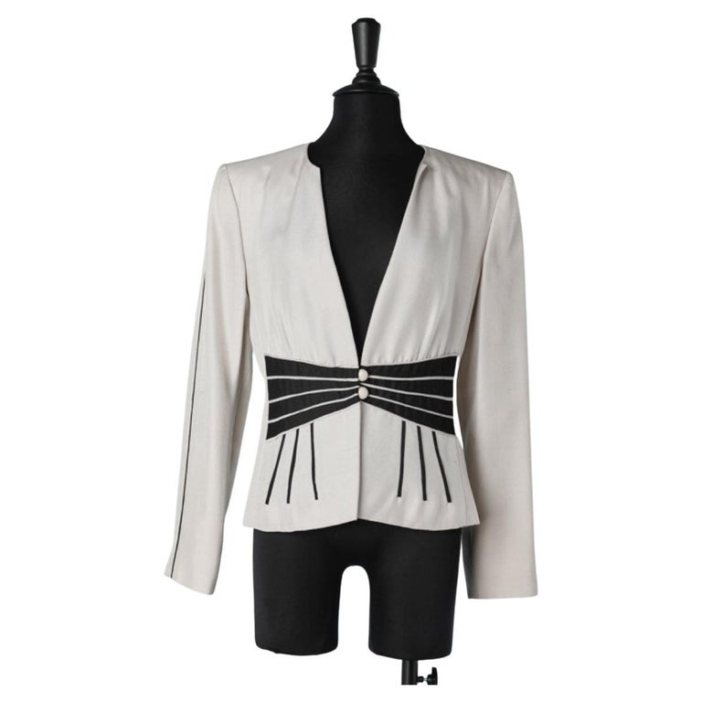 Black and grey silk jacket with cutwork on the waist André Laug For ...