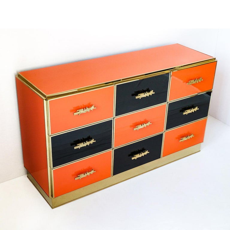 Black and Orange Chest of Drawers For Sale at 1stDibs
