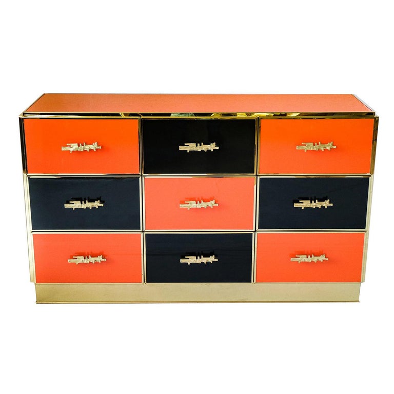 Black and Orange Chest of Drawers For Sale at 1stDibs