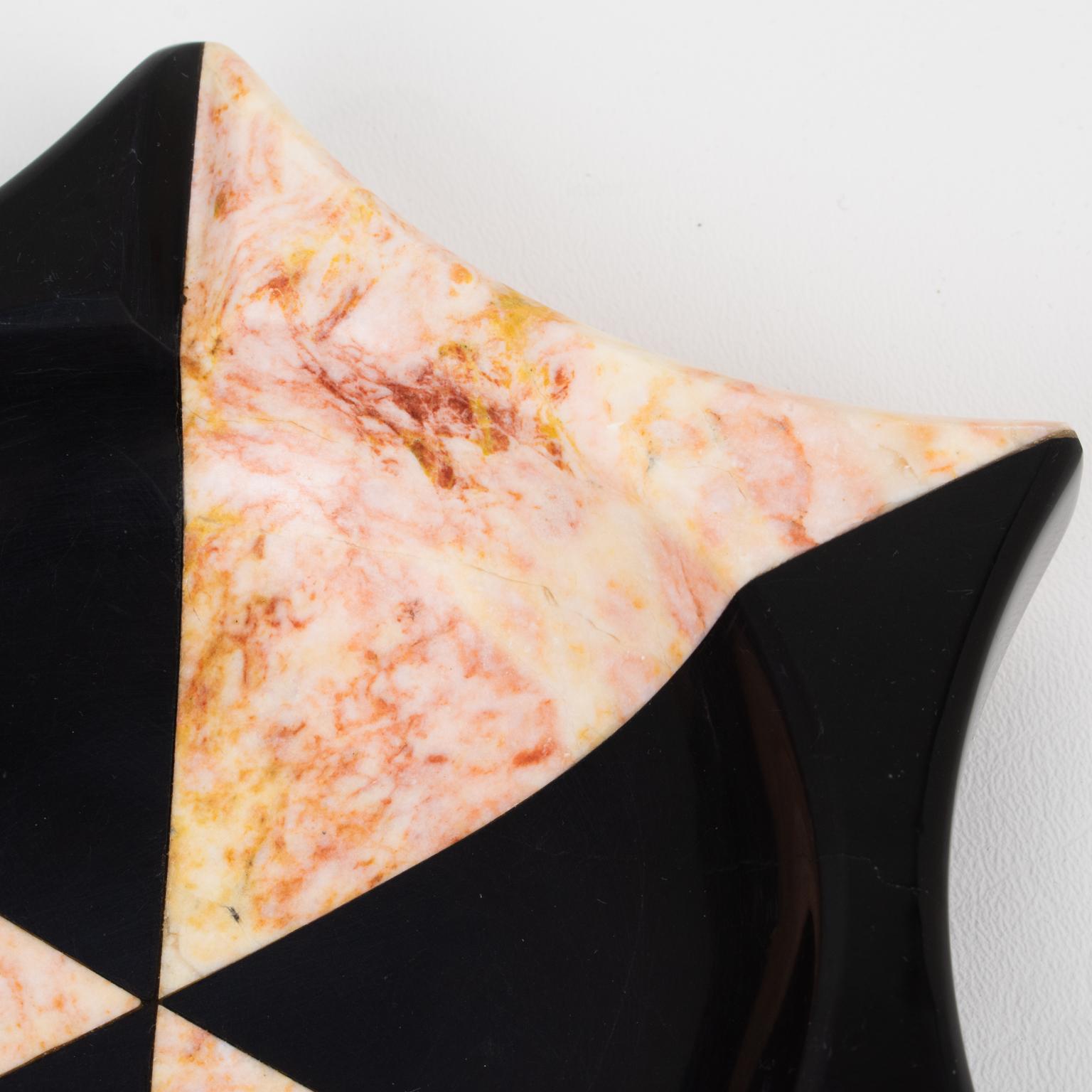 Black and Pink Marble Onyx Cigar Ashtray, Desk Tidy Catchall, Vessel ...