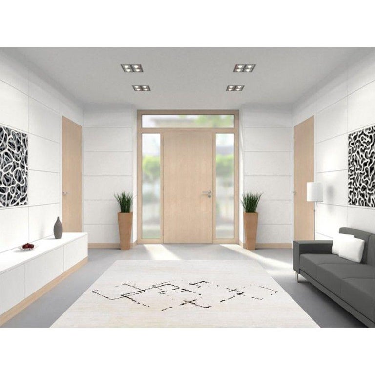 Black and White Abstract Rug Handmade in Hemp and Wool. 3,65 x 2,75 m ...