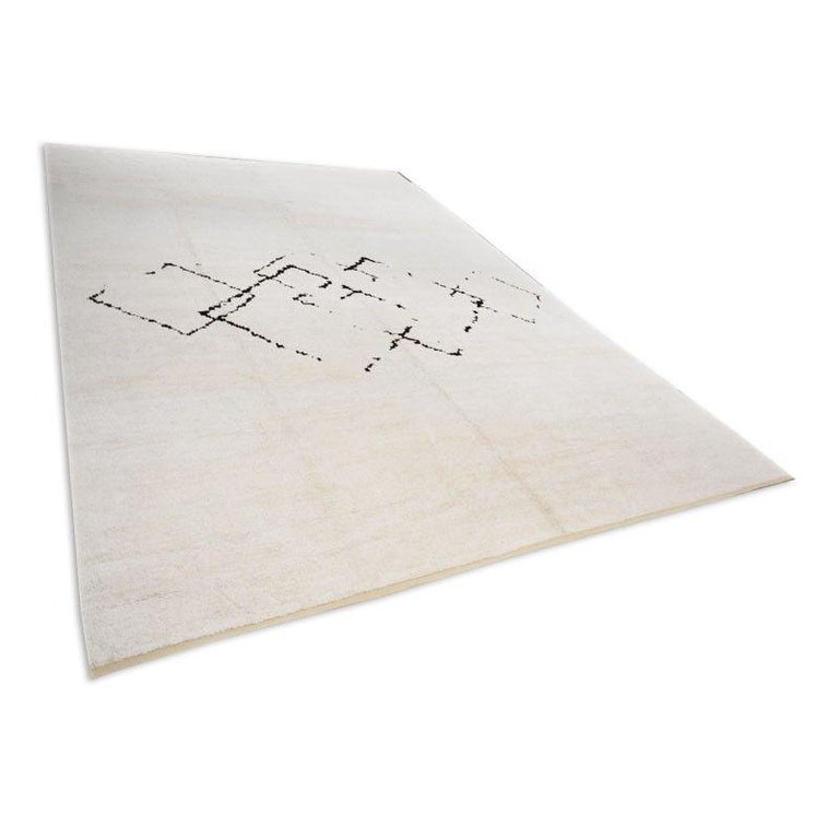 Black and White Abstract Rug Handmade in Hemp and Wool. 3,65 x 2,75 m ...