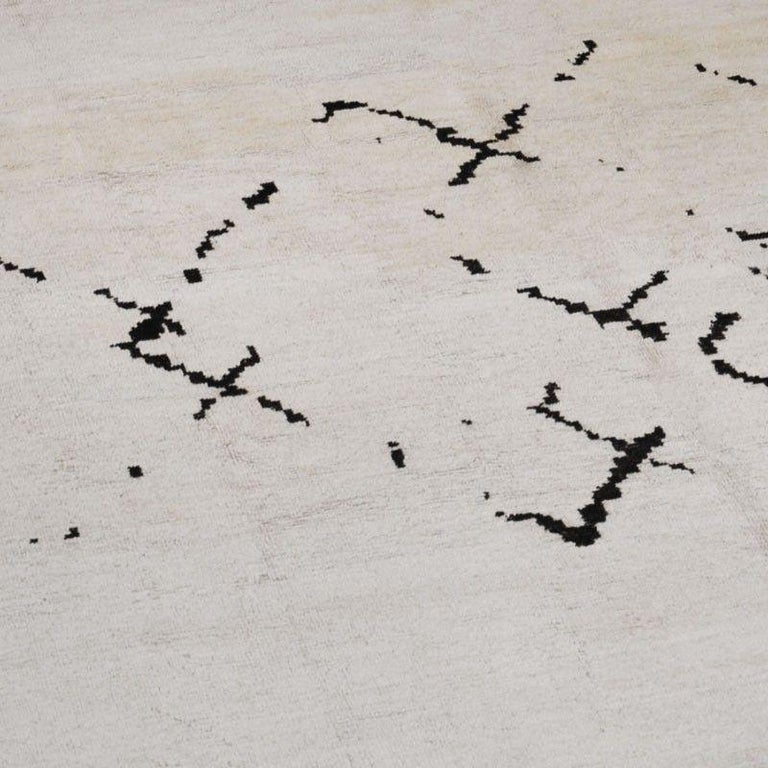 Black and White Abstract Rug Handmade in Hemp and Wool. 3,65 x 2,75 m ...