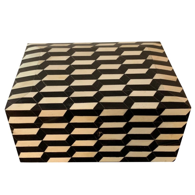 Black and White Bone Box, Indonesia, Contemporary at 1stDibs