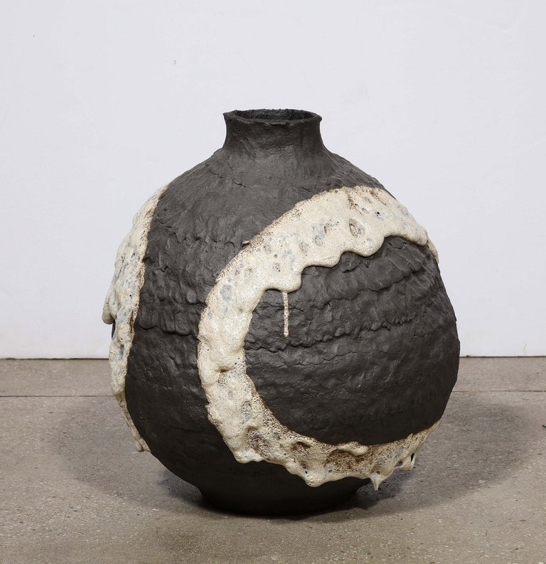 Black and White Ceramic Vase by Shizue Imai For Sale at 1stDibs