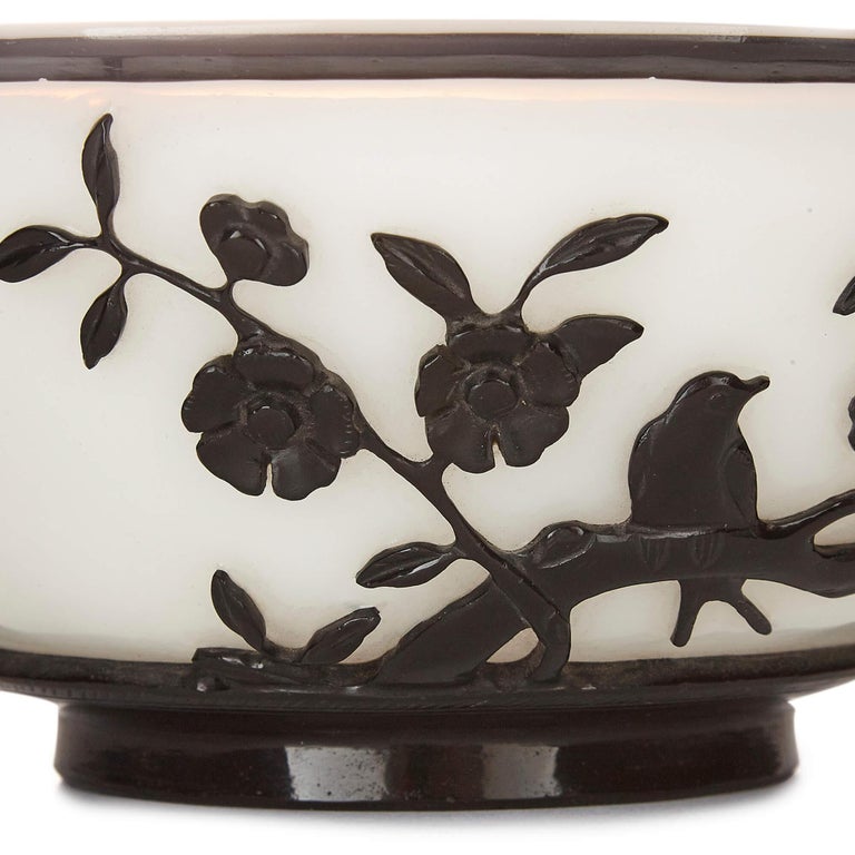 Black and White Chinese Peking Glass Bowl at 1stDibs