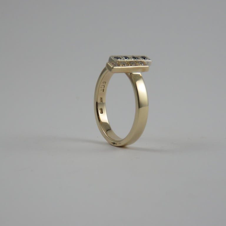 Black and White Diamond 9k Gold and Sterling Silver Ring For Sale at ...