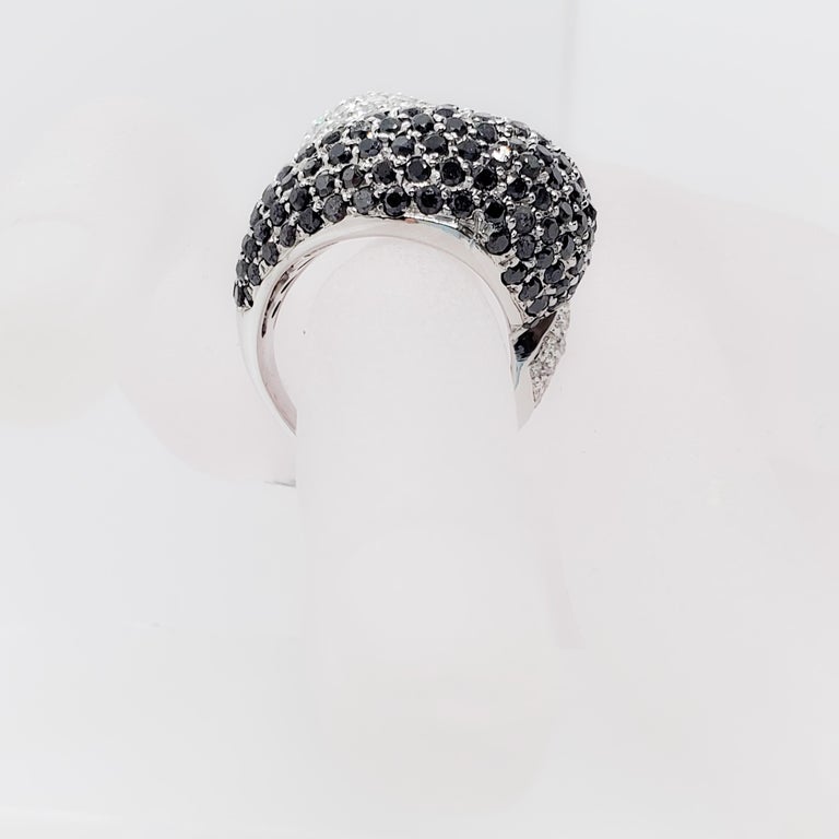 Black and White Diamond Pave Bypass Ring in 18 Karat White Gold For ...