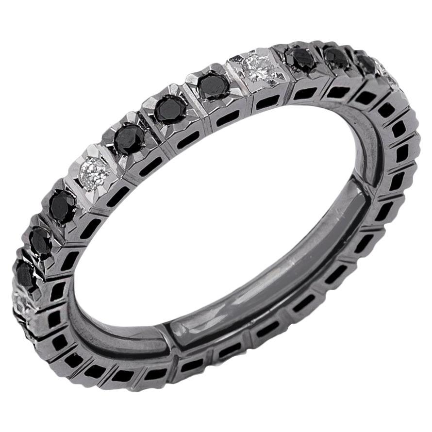 Customizable Black and White Diamonds 18k Burnished Gold Eternity Band ...