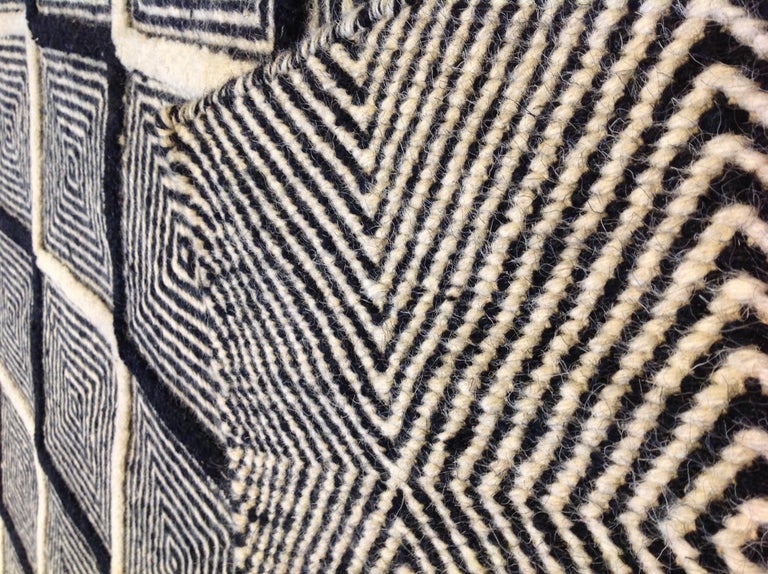 Black and White Diamonds Wool Area Rug For Sale at 1stDibs