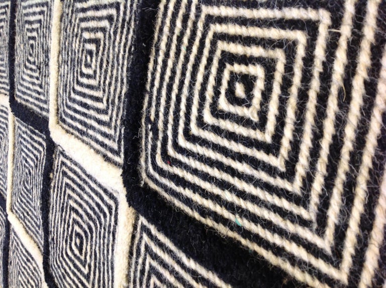 Black and White Diamonds Wool Area Rug For Sale at 1stDibs