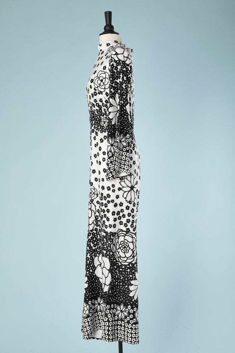 Black and white flowers printed jumpsuit Alex Colman Circa 1970's For ...