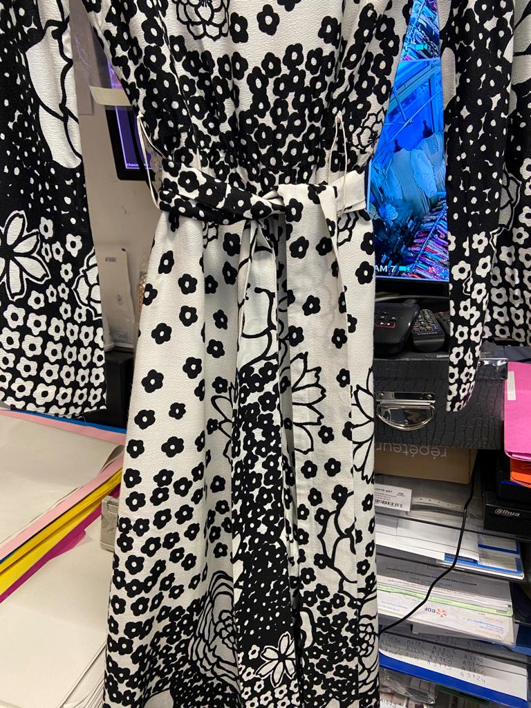 Black and white flowers printed jumpsuit Alex Colman Circa 1970's For ...