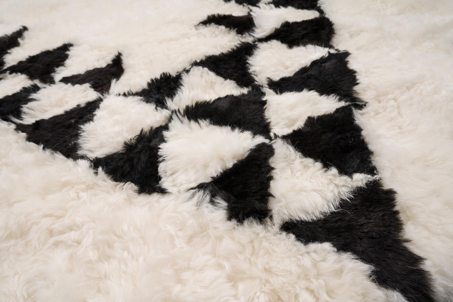 Black and White Shearling Rug, Berbere at 1stDibs
