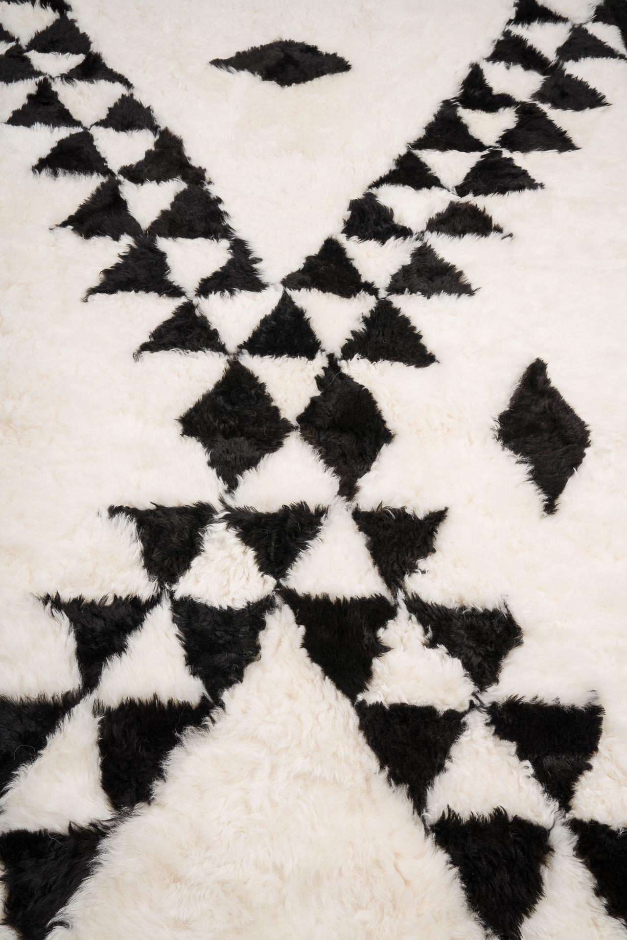 Black and White Shearling Rug, Berbere at 1stDibs