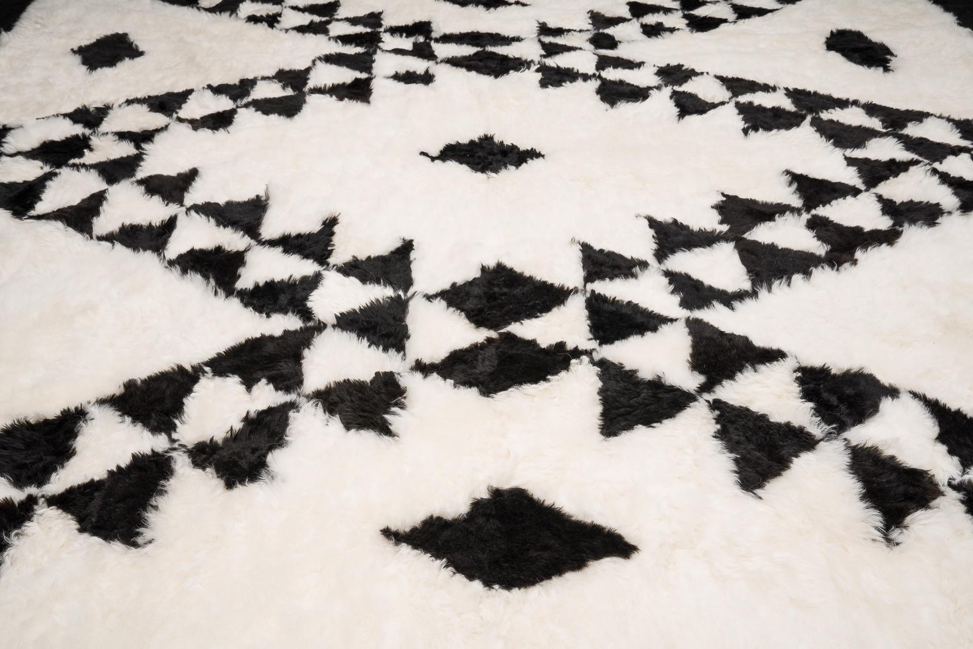 Black and White Shearling Rug, Berbere at 1stDibs