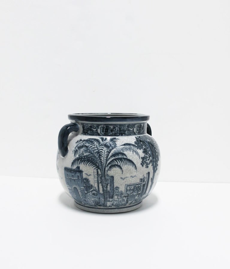 Black and White 'Toile' Ceramic Cachepot Jardinière Plant Pot Holder at ...