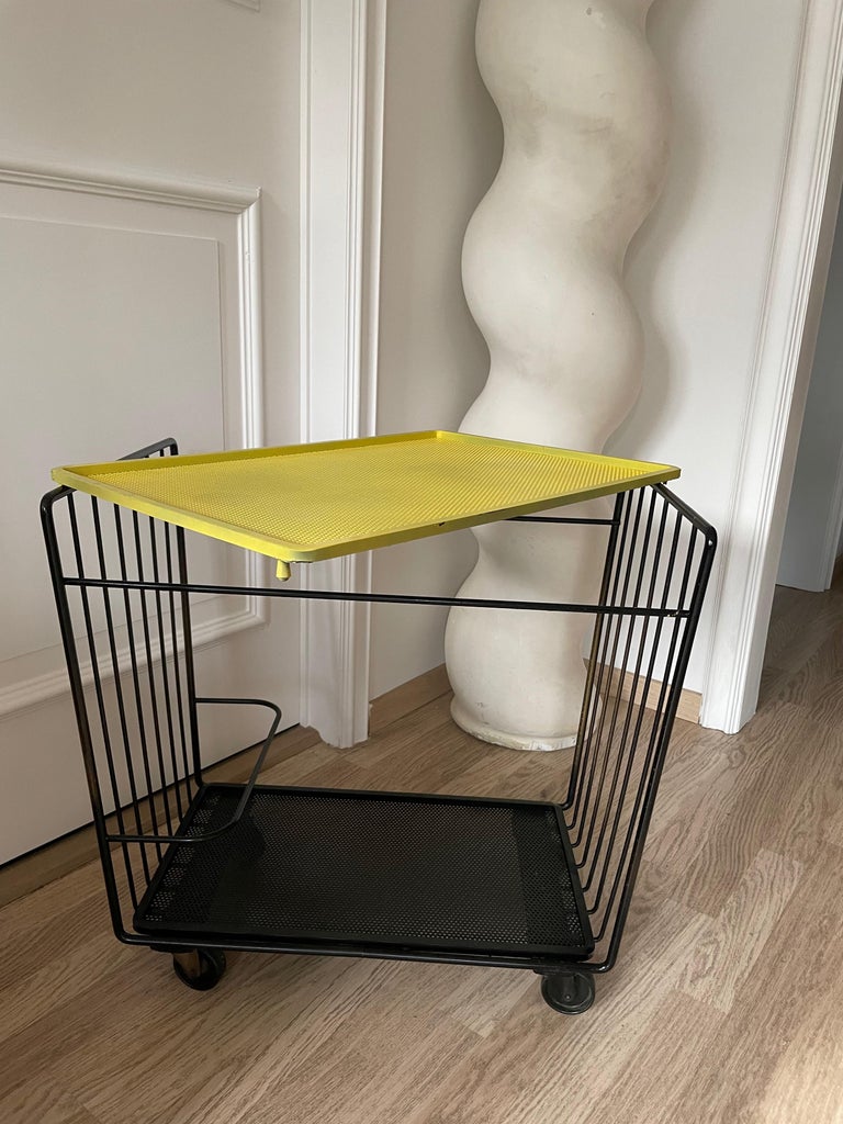 Black and Yellow Trolley With A Removable Tray by Matégot, France 1950 ...