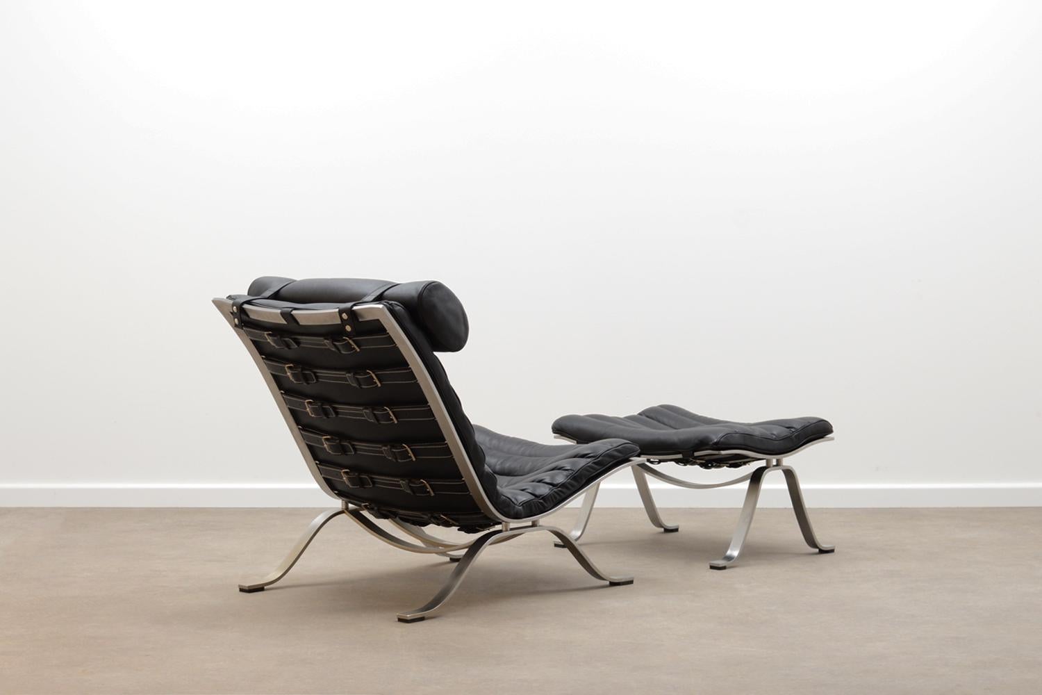 Black “Ari” Chair and Ottoman by Arne Norell for Norell Möbel AB at ...