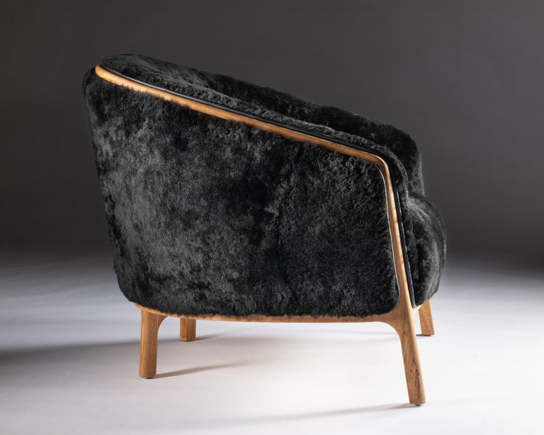 Black Armchair with Shearling Upholstery, Osaka For Sale at 1stDibs