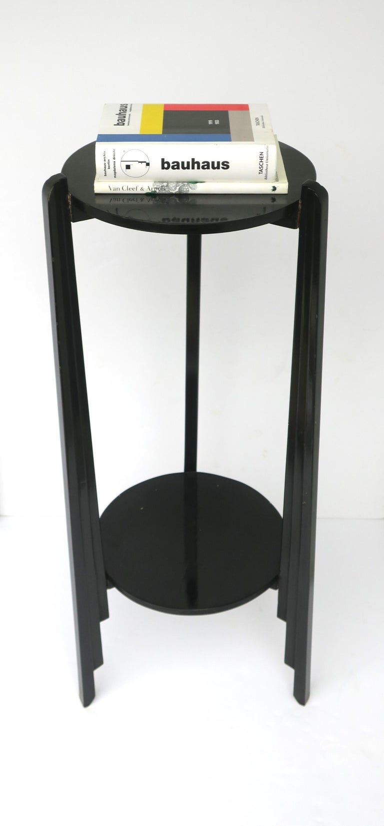 Black Art Deco Column Pedestal Stand With Lower Shelf 1 Of 2 Available For Sale At 1stdibs