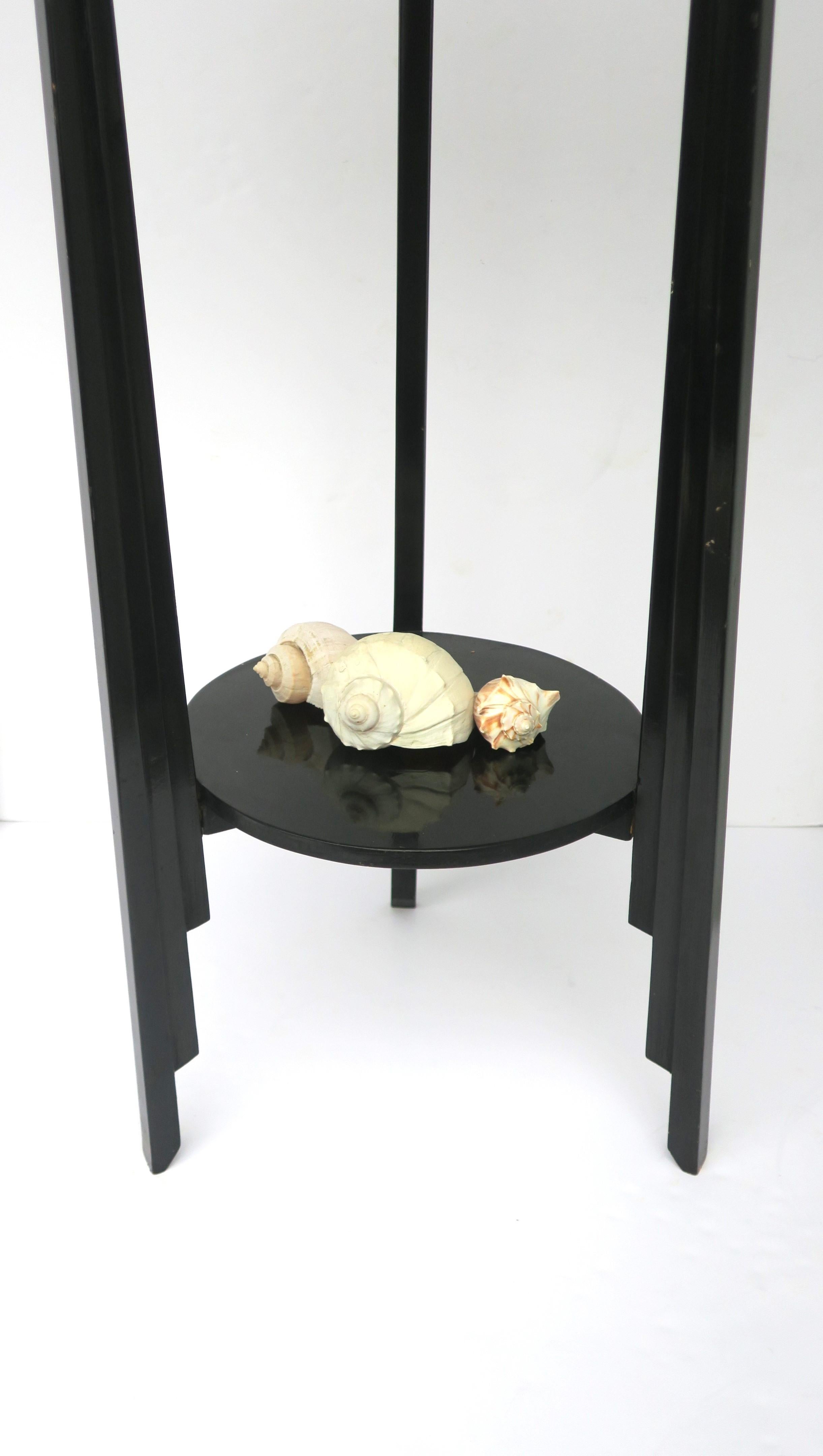 Black Art Deco Column Pedestal Stand with Lower Shelf, 1 of 2 Available ...