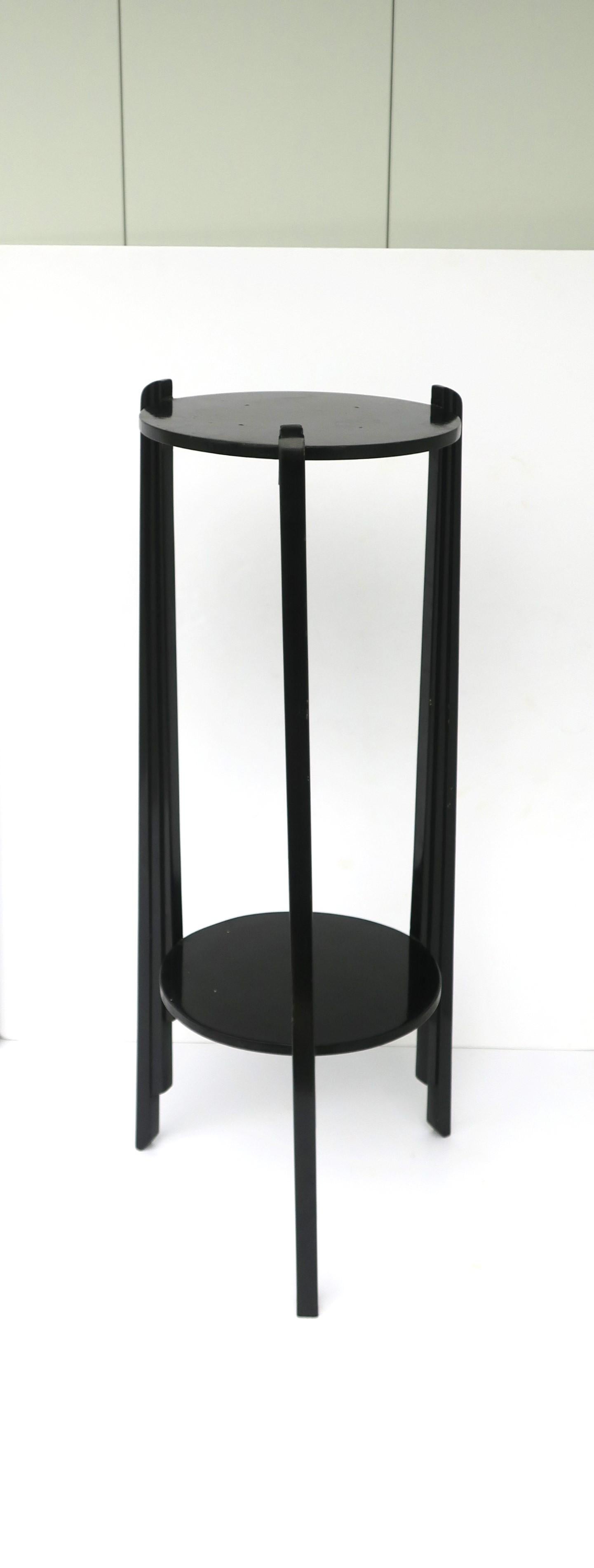 Black Art Deco Column Pedestal Stand with Lower Shelf, 1 of 2 Available ...