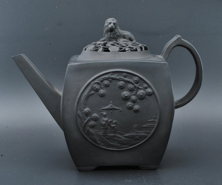Black Basalt Teapot with Pierced Lid, Turner, C1790 at 1stDibs
