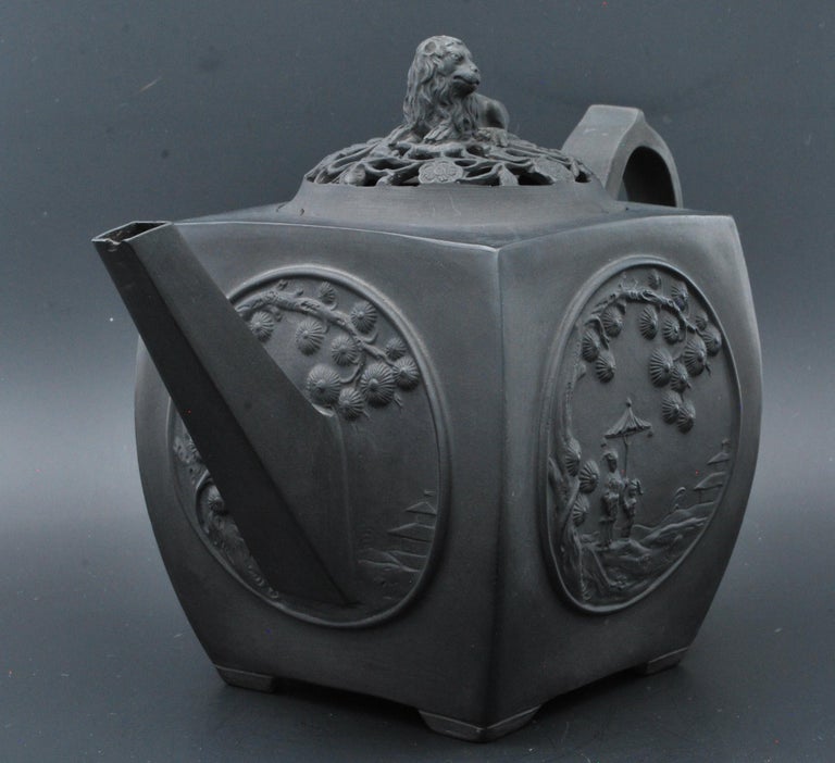 Black Basalt Teapot with Pierced Lid, Turner, C1790 at 1stDibs
