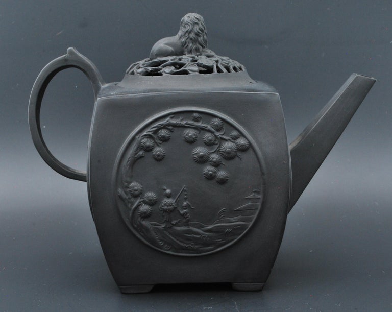 Black Basalt Teapot with Pierced Lid, Turner, C1790 at 1stDibs