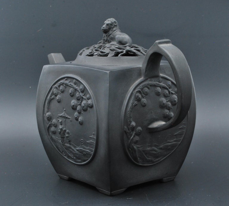 Black Basalt Teapot with Pierced Lid, Turner, C1790 at 1stDibs