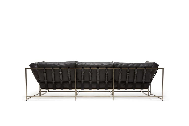 Black Bison Leather and Antique Nickel Sofa For Sale at 1stDibs | bison ...