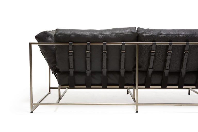 Black Bison Leather and Antique Nickel Sofa For Sale at 1stDibs | bison ...
