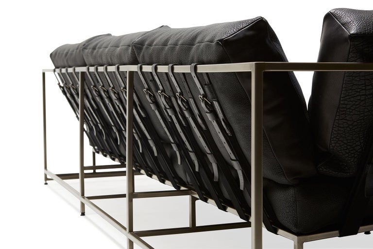 Black Bison Leather and Antique Nickel Sofa For Sale at 1stDibs | bison ...