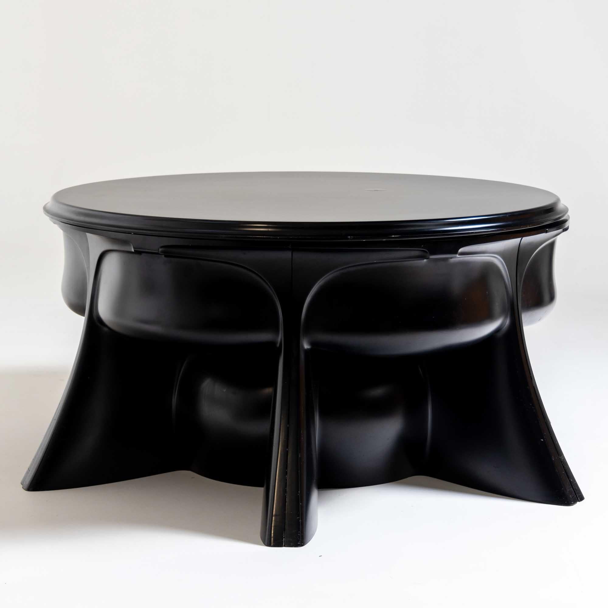 Black Boccio Dining Room Table with Chairs by Pierluigi Spadolini ...